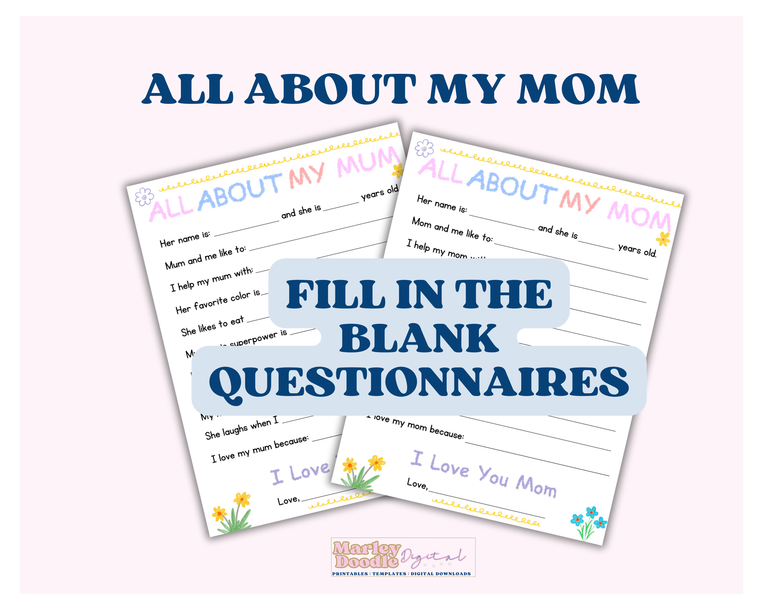 All About My Mom Printable: Mother's Day Questionnaire & Handprint ...