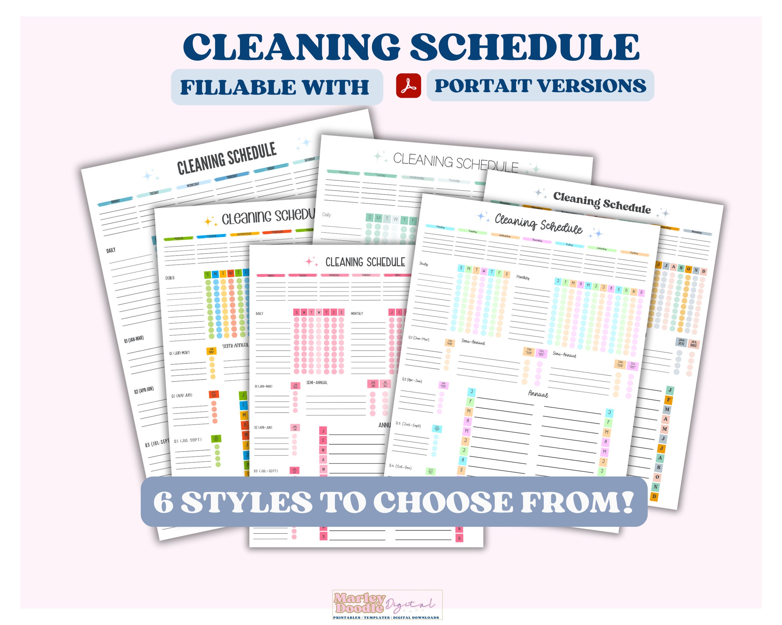 Editable Cleaning Schedule Printable: Home Cleaning Planner (digital ...