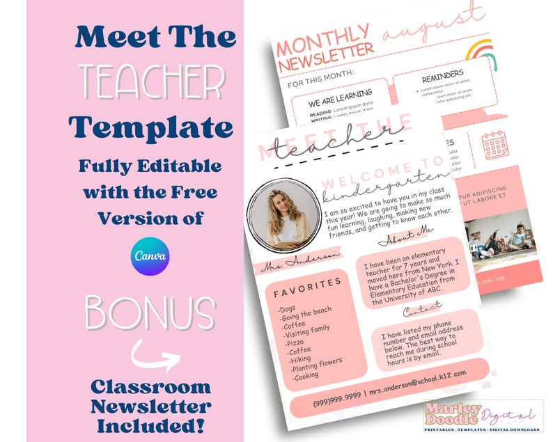 Editable Meet the Teacher Template & Classroom Newsletter (canva ...