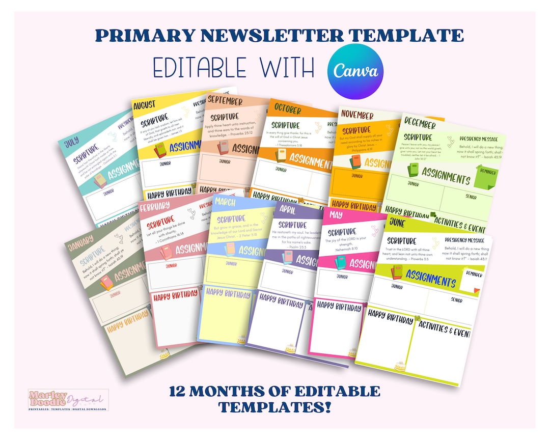 Primary Newsletter Template, LDS Primary, Church Youth Newsletter - Etsy