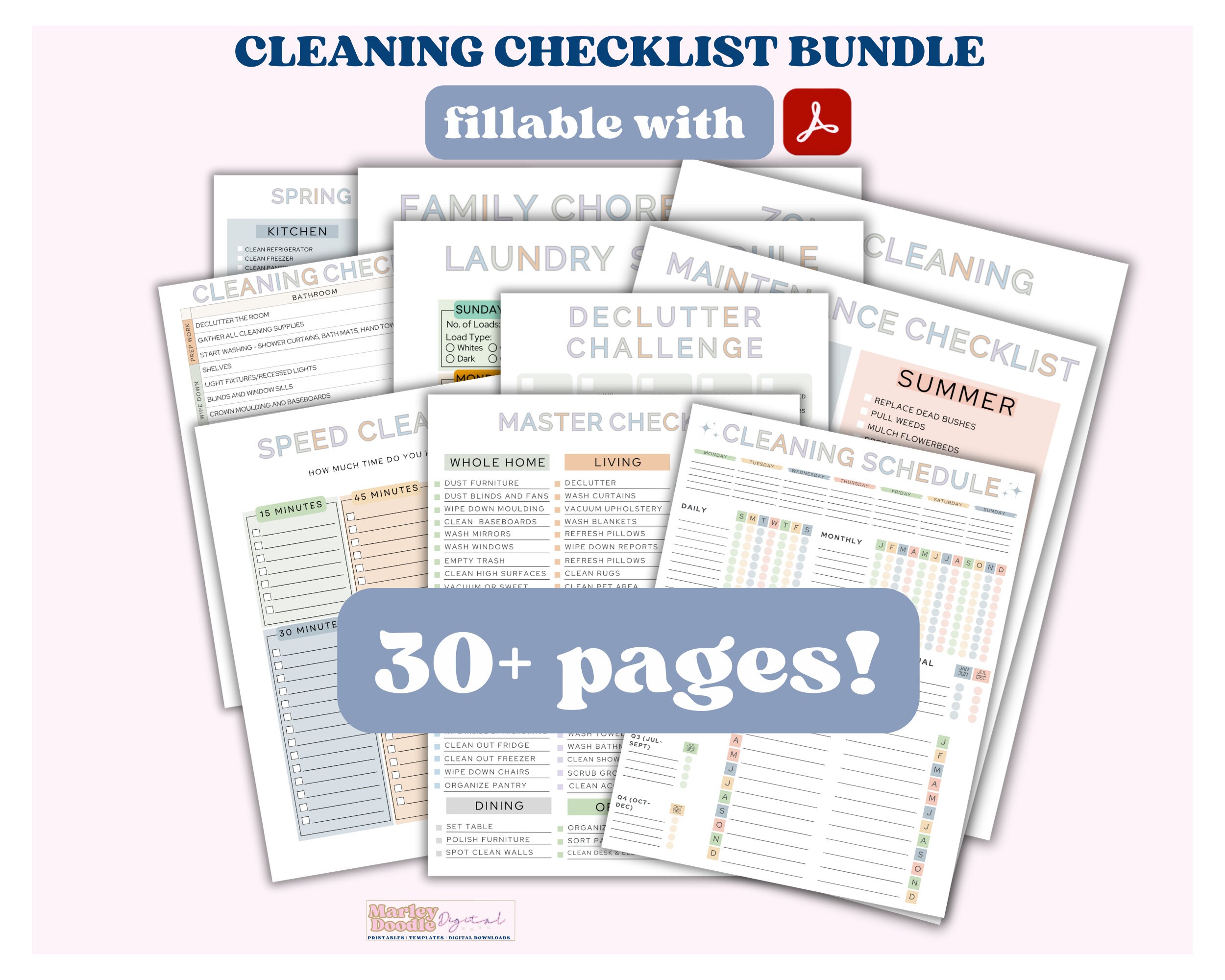Printable Cleaning Checklist Bundle: Chore Charts & Schedules (PDF) - Etsy