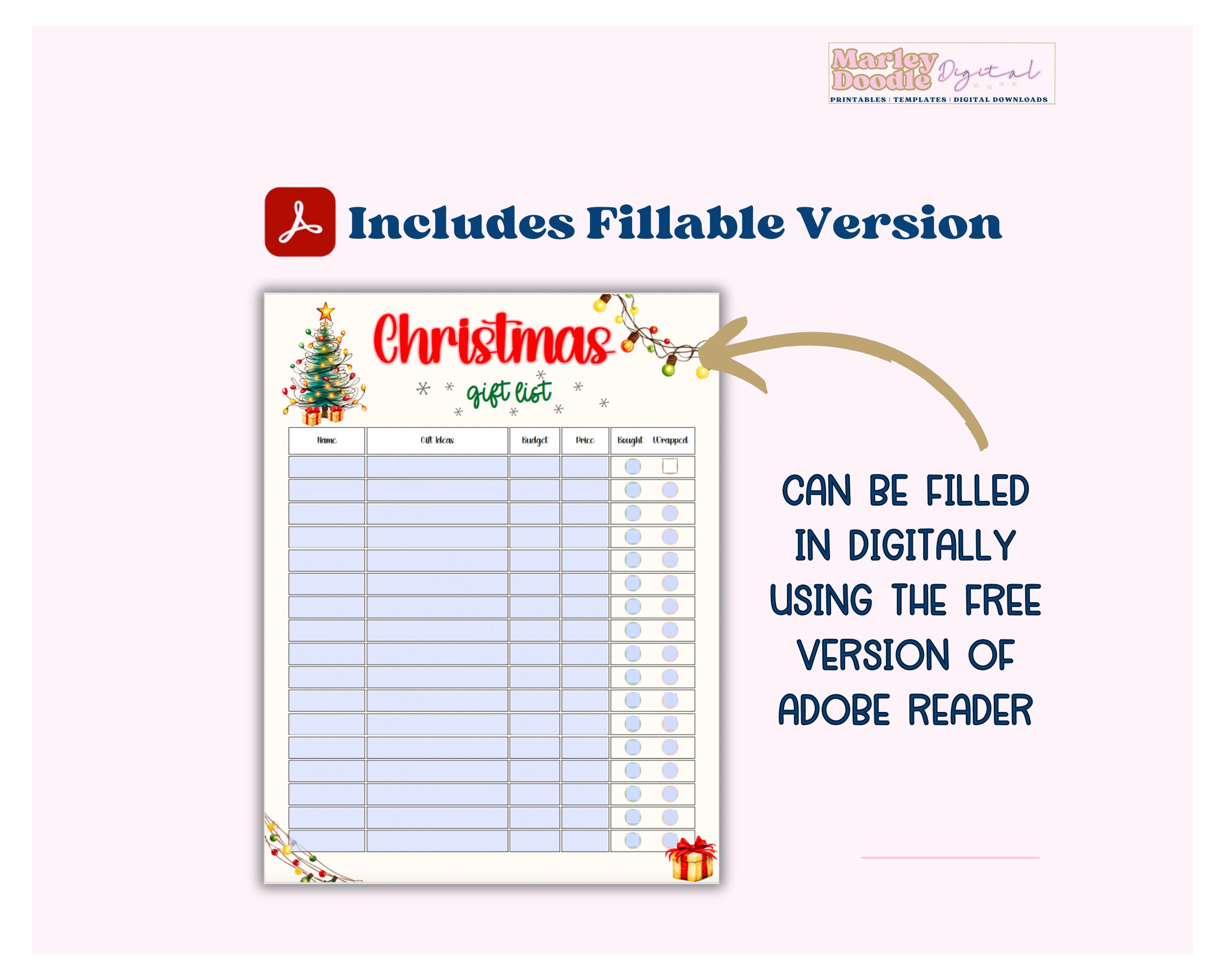 Editable and Fillable Christmas Gift List Tracker, Christmas Budget ...