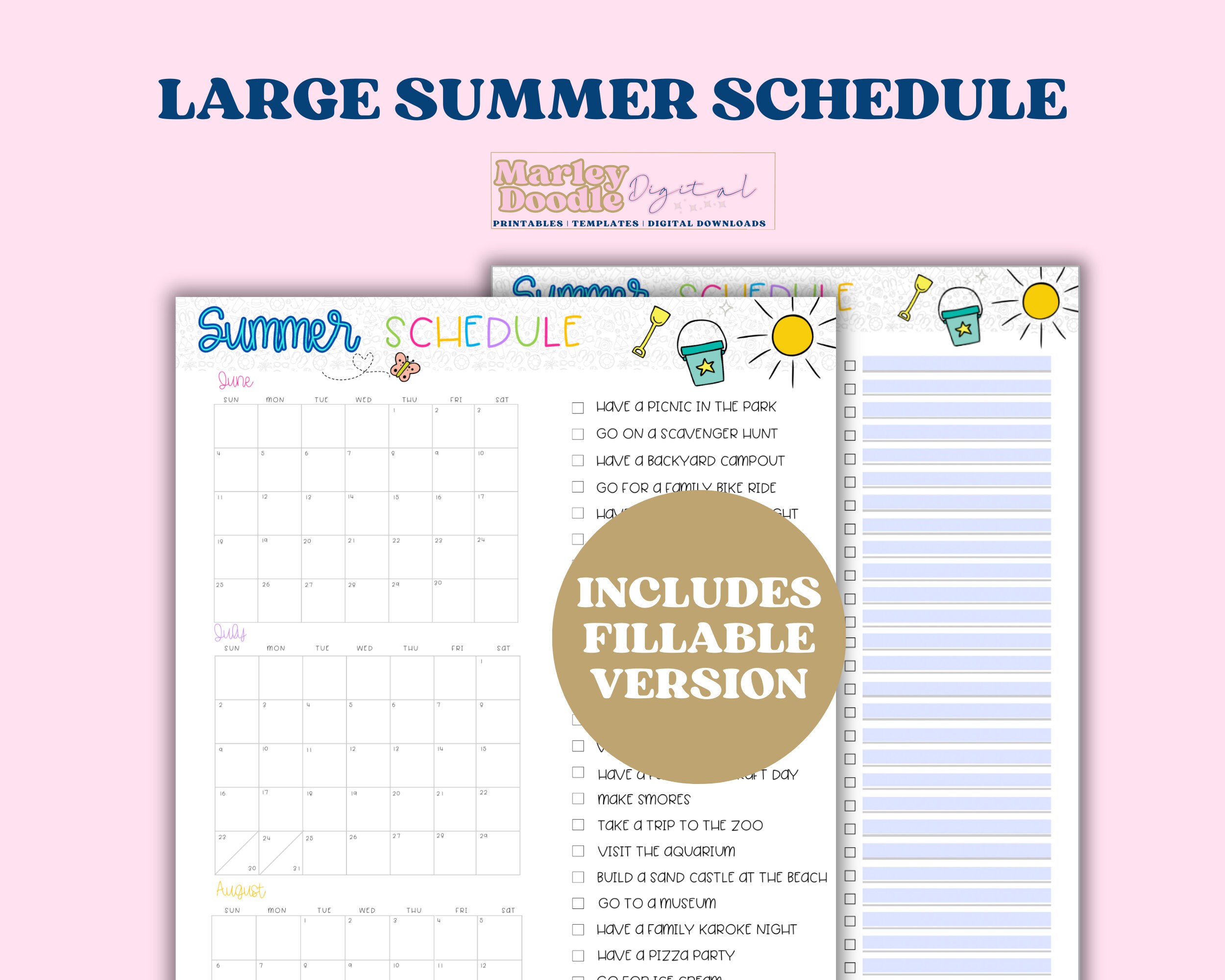 Editable Summer Planner 2024 Bundle With 50 Pages, Kids Summer Schedule ...