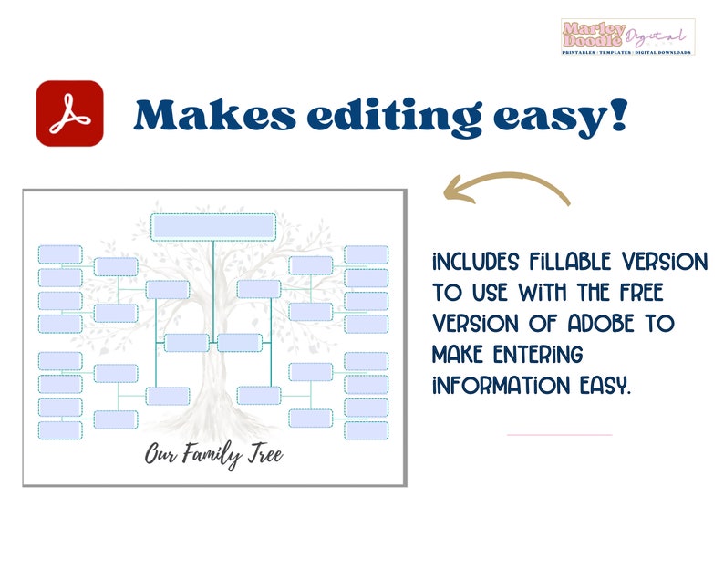 Family Tree Template Download, Editable With Canva, Includes Fillable ...