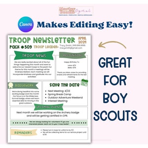 Editable Cub Scout Newsletter Template: Pack & Troop Leader (canva) - Etsy