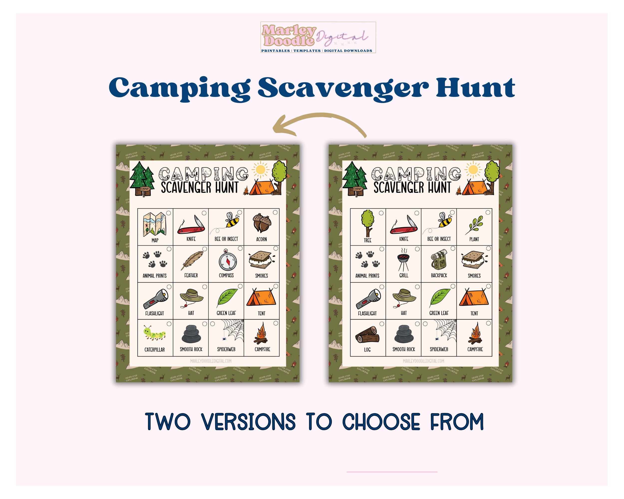 Printable Camping Scavenger Hunts for Kids, Campground Scavenger Hunt ...
