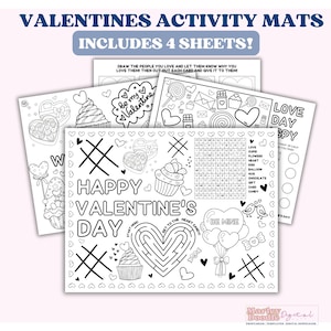 Printable Valentines Day Activity Placemats for Kids, Coloring ...