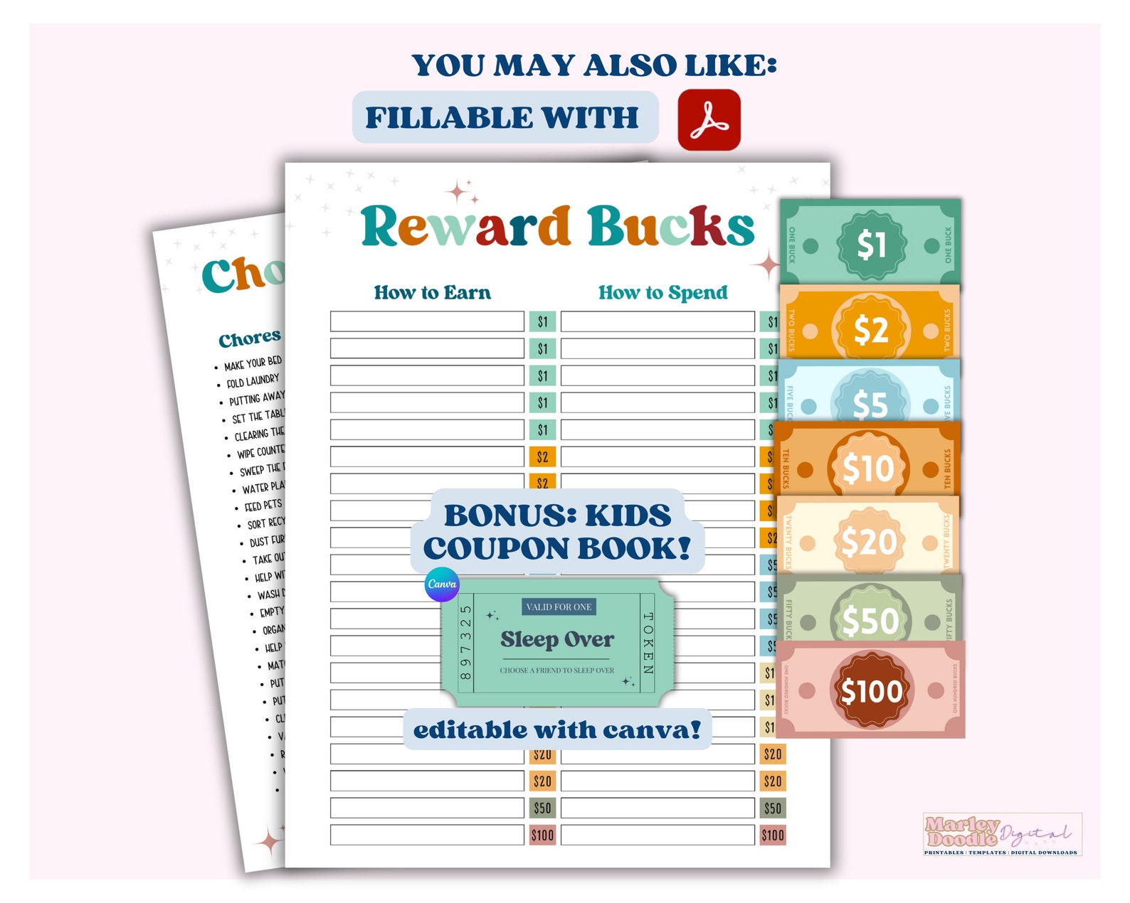 Editable Screen Time Checklist: Chore Chart, Screen Bucks (PDF) - Etsy