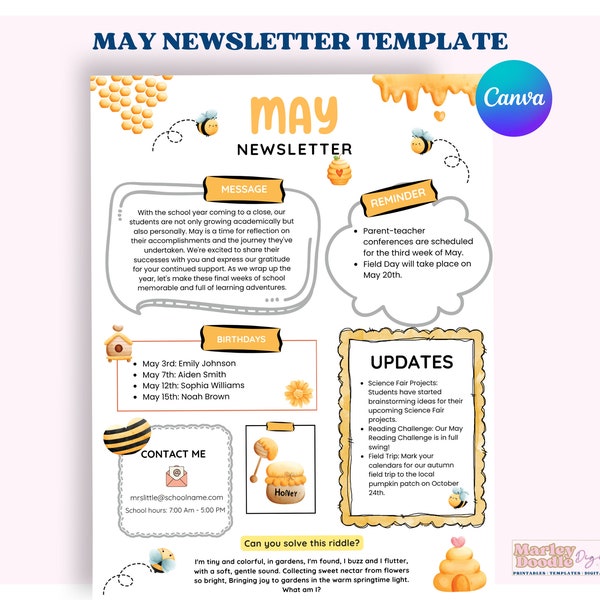 Bee Theme Newsletter - Etsy