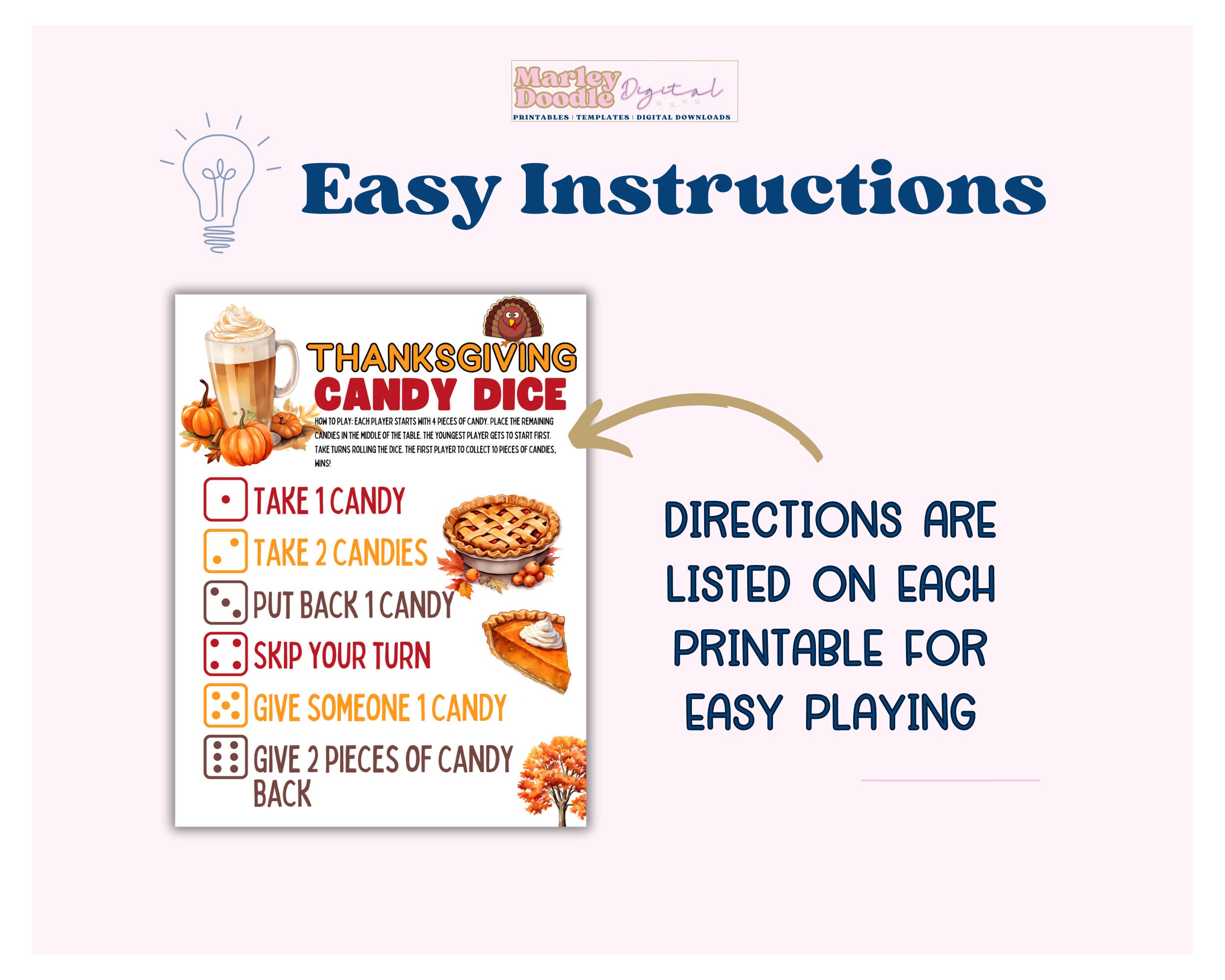 Thanksgiving Candy Dice Game Printable - Etsy