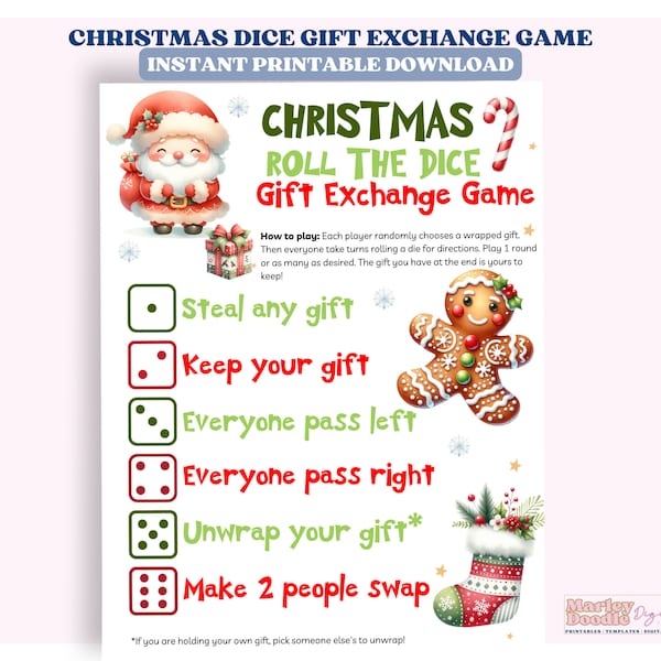 Secret Santa Dice Game - Etsy