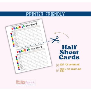 Printable Phase 10 Score Sheets: Card & Dice Game (PDF) - Etsy
