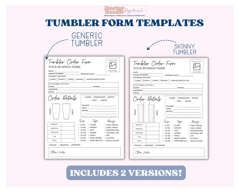 Editable Tumbler Order Form Template: Canva Craft Form (digital ...