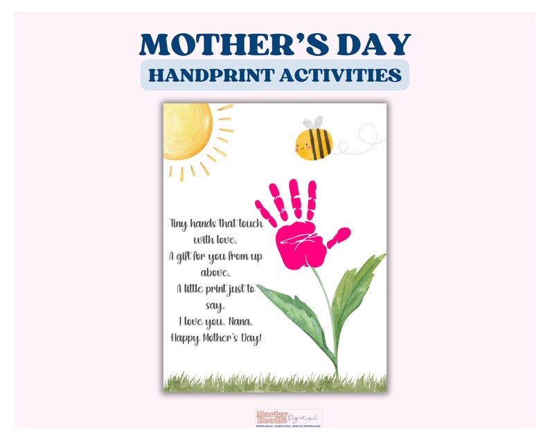 Printable Mothers Day Handprint Craft, Preschool Activities for Mothers ...