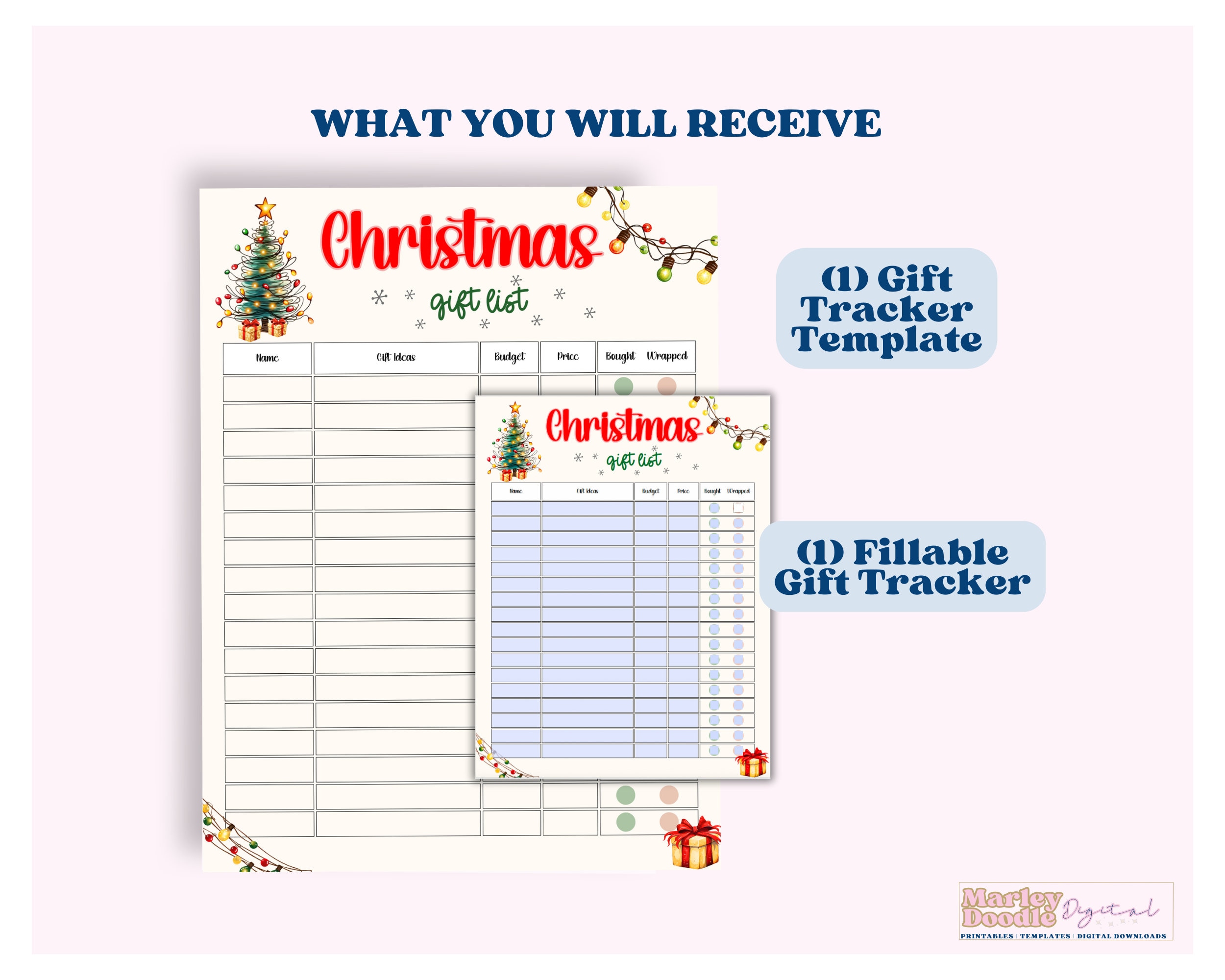 Editable and Fillable Christmas Gift List Tracker, Christmas Budget ...