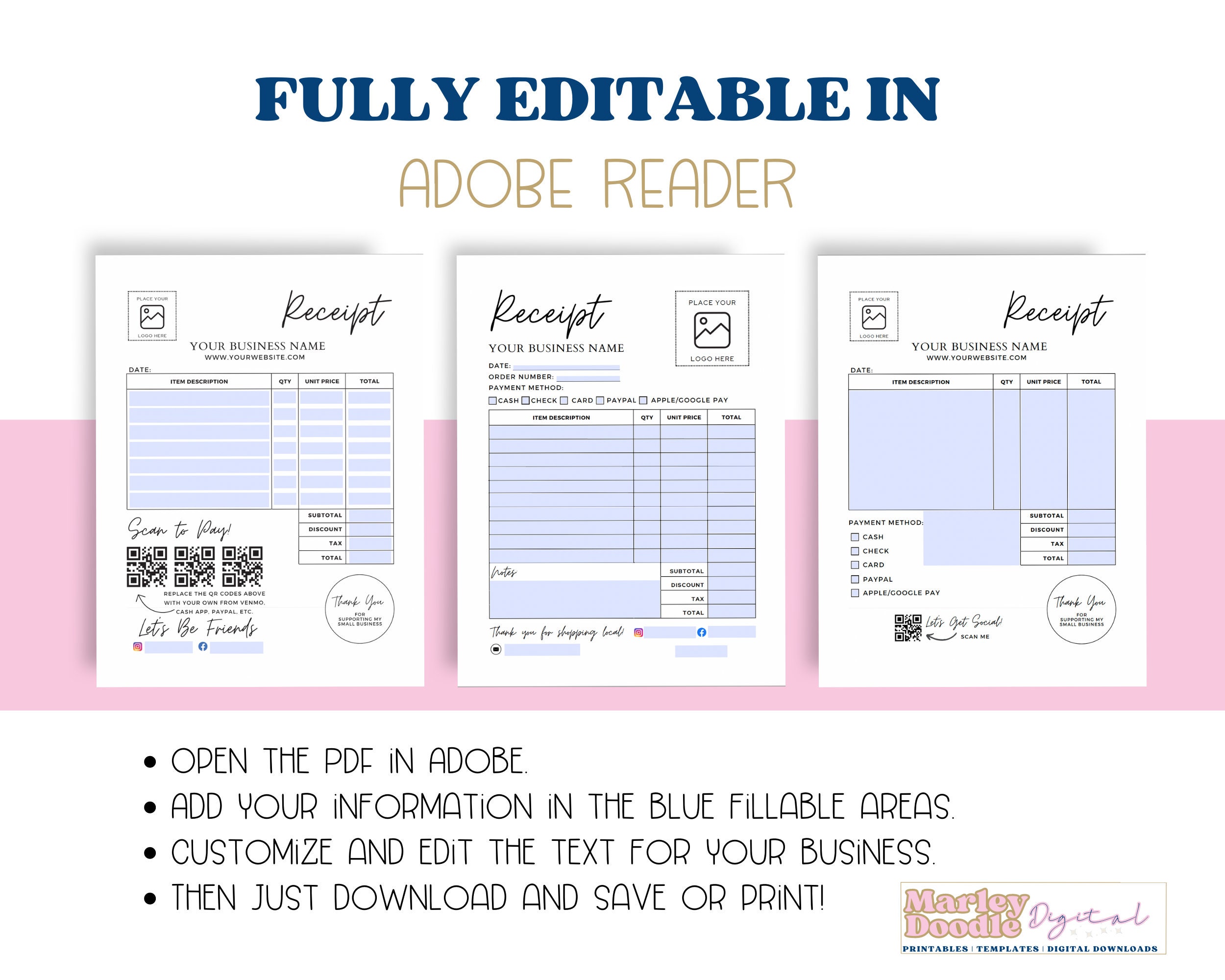 Canva Business Receipts Template - Etsy