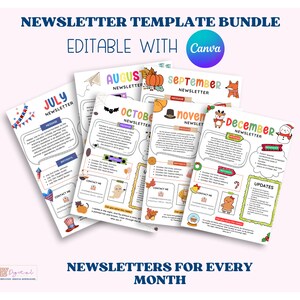 Newsletter Template Bundle, PTA Templates, 12 Months of School ...