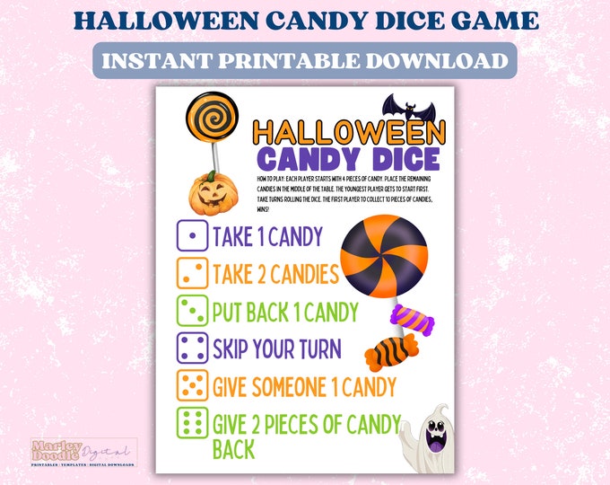 Halloween Party Candy Dice Game, Halloween Candy Game, Kids Party Game ...