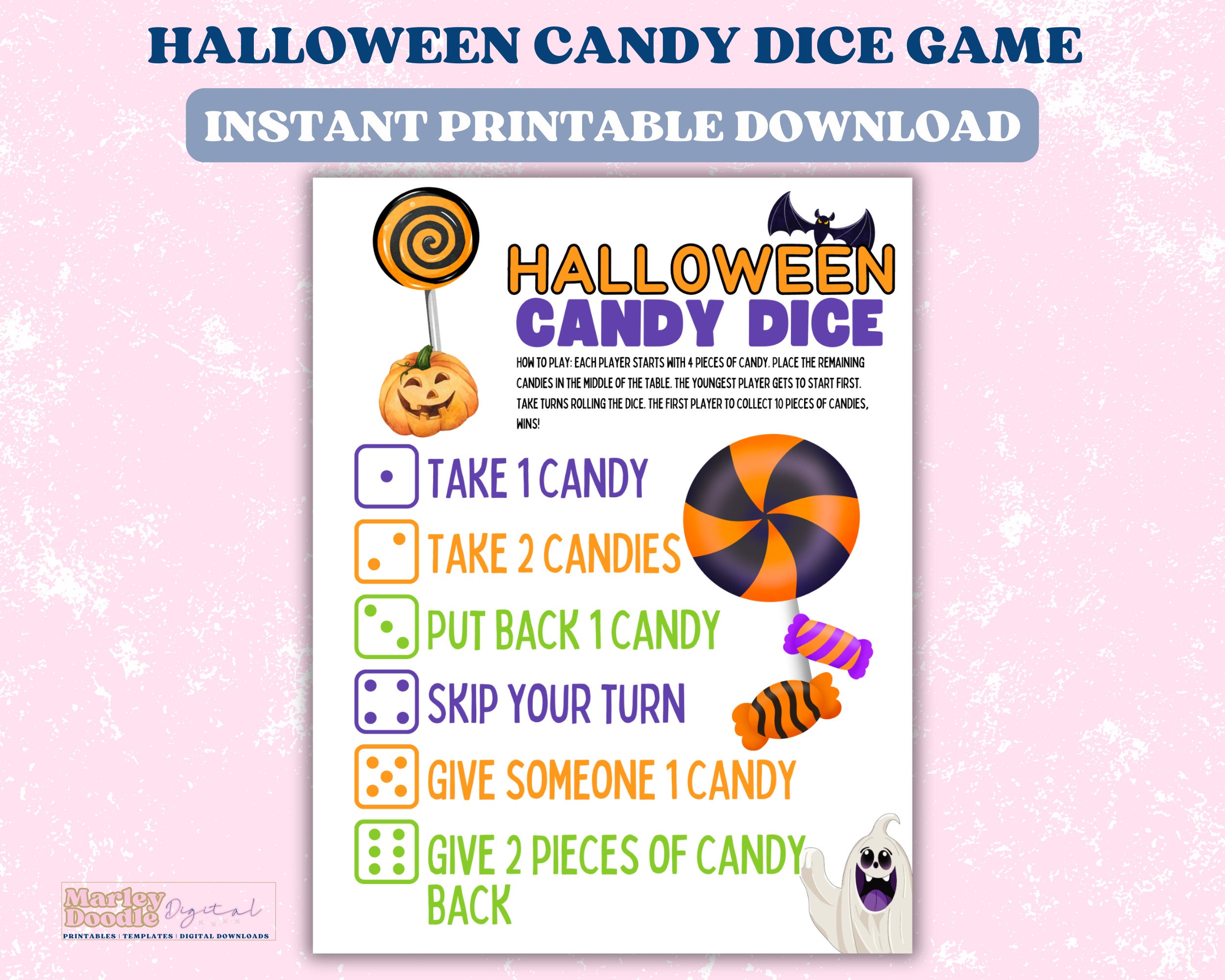 Halloween Candy Dice Game Printable - Etsy