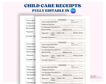 Editable Childcare Receipt Template, in Home Daycare Tax Receipt ...