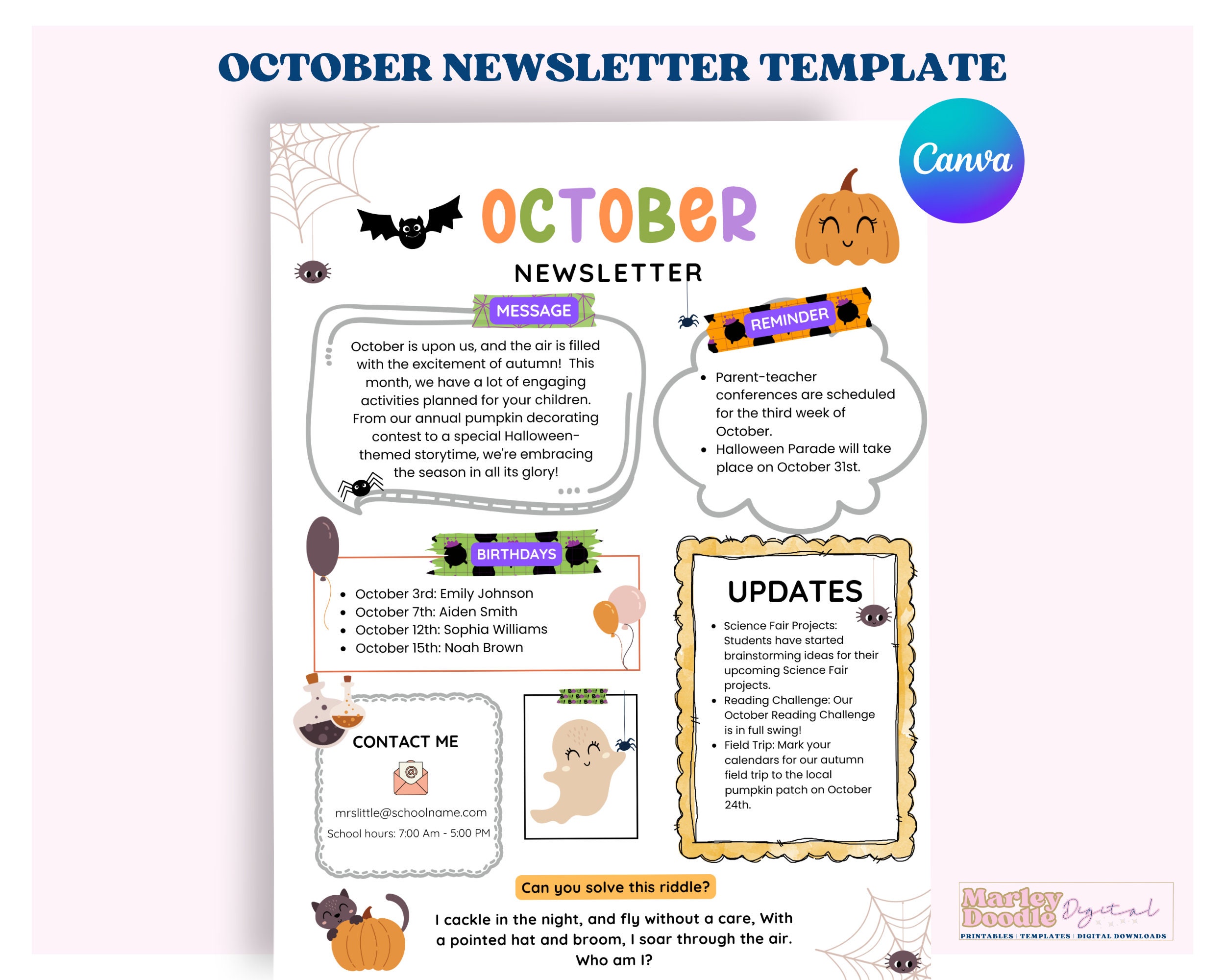 Halloween Newsletter Template Halloween Classroom Newsletters October