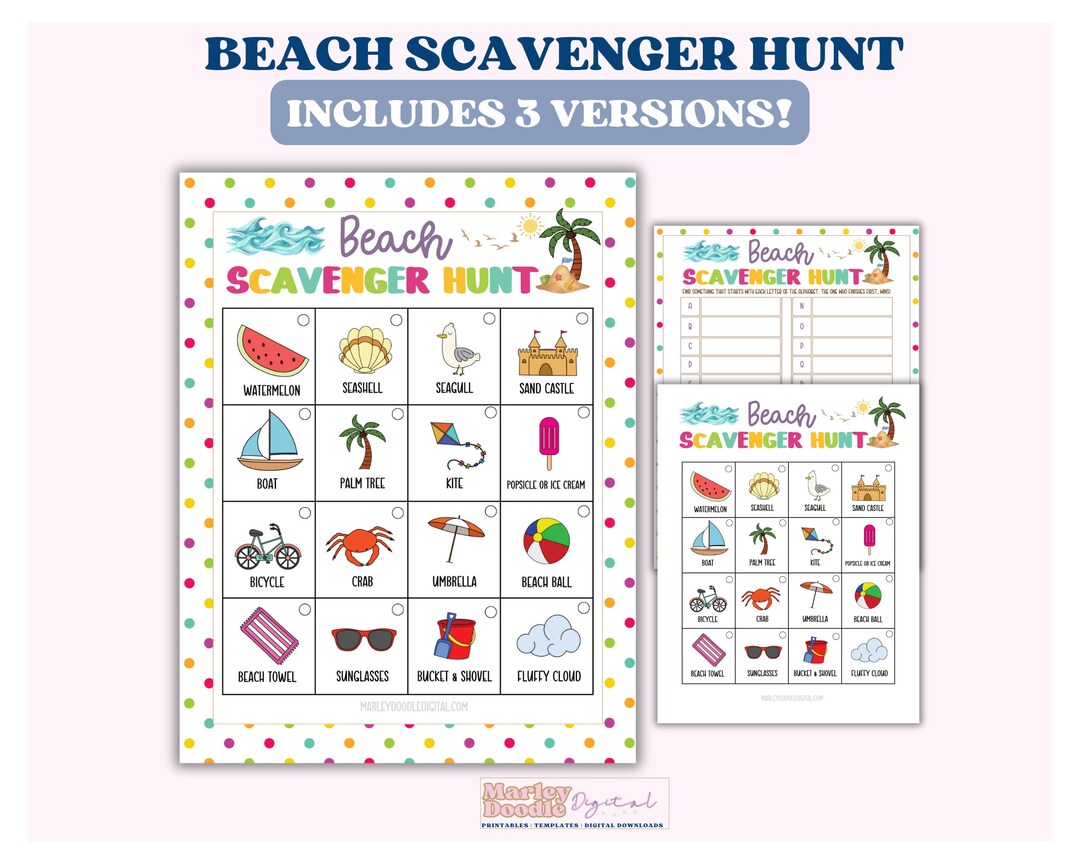 Beach Scavenger Hunt for Kids: Printable Summer Activity (PDF) - Etsy