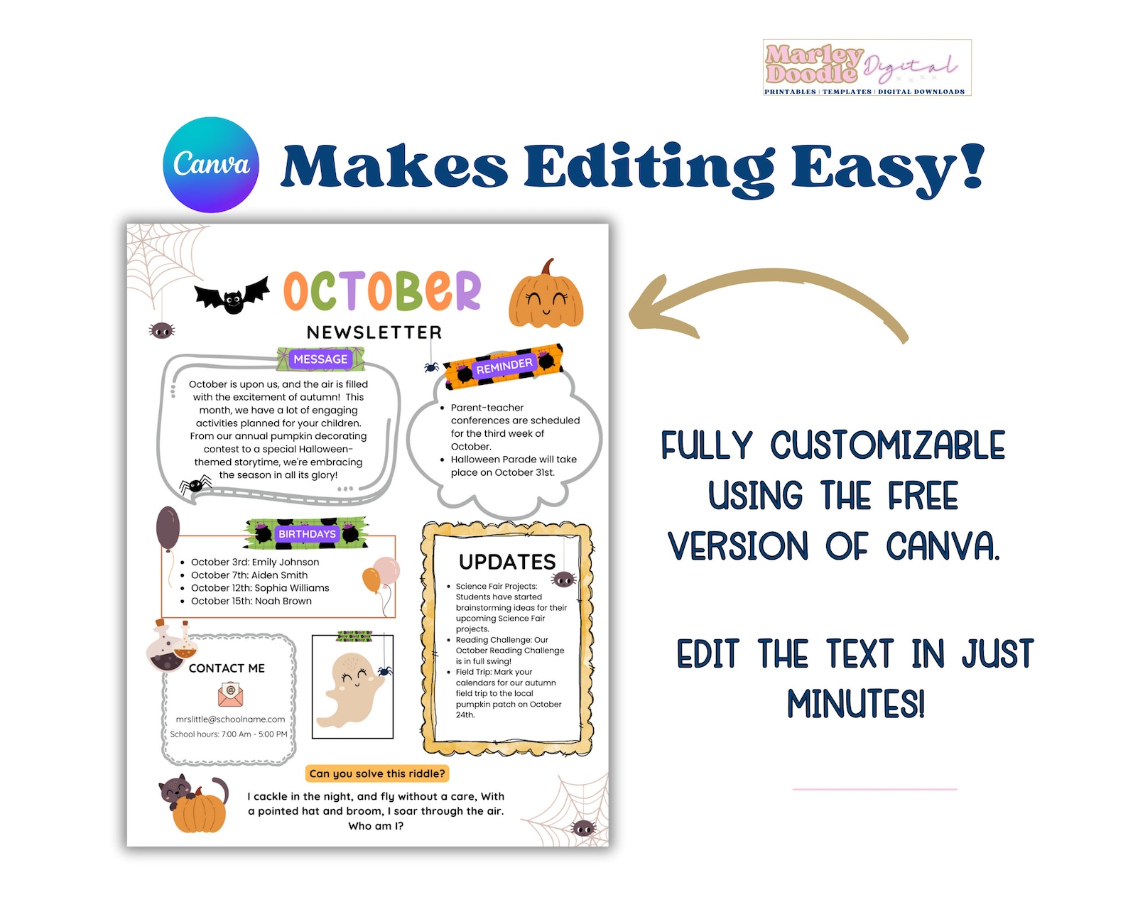 Newsletter Template Bundle, PTA Templates, 12 Months of School ...