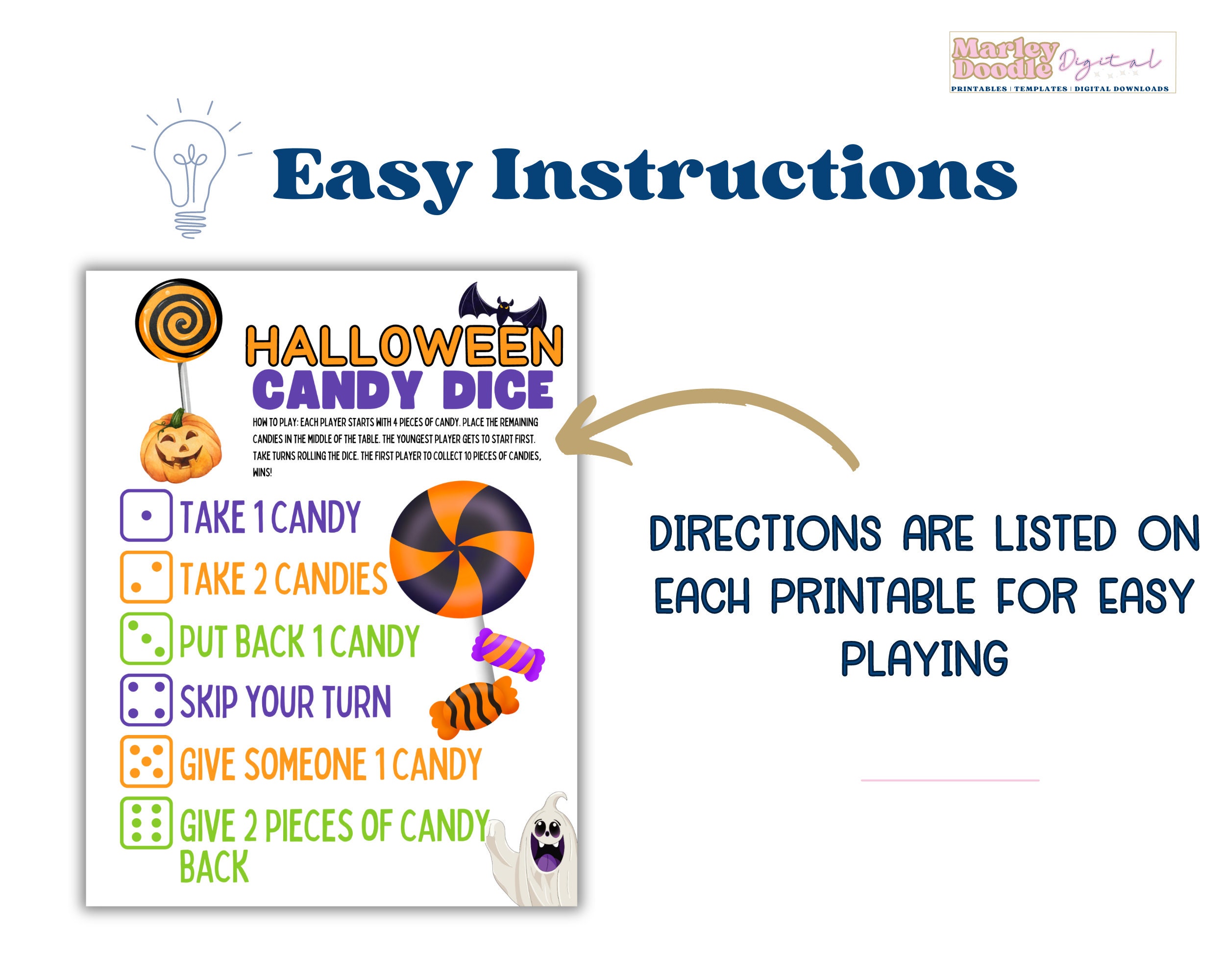 Halloween Candy Dice Game Printable - Etsy