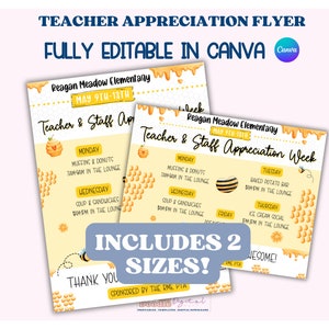 Editable Teacher Appreciation Week Itinerary, Staff Appreciation Flyer ...
