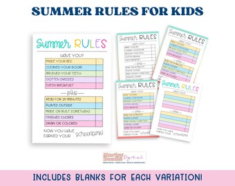 Summer Rules Printable | Summer Routine| Summer Screen Time Rules ...