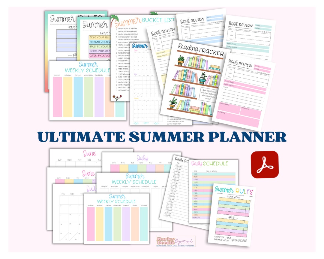 Editable Summer Planner 2024 Bundle With 50 Pages, Kids Summer Schedule ...