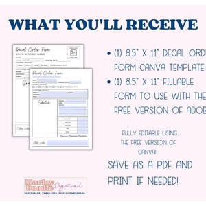 Editable Decal Order Form Template: Printable Fillable Form (8.5”x11 ...