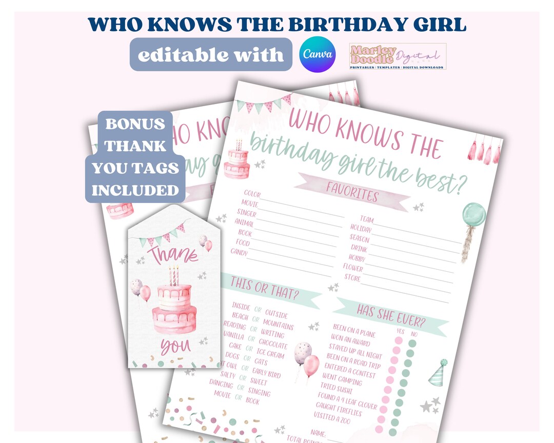 Who Knows the Birthday Girl the Best, Birthday Party Games, Teen ...