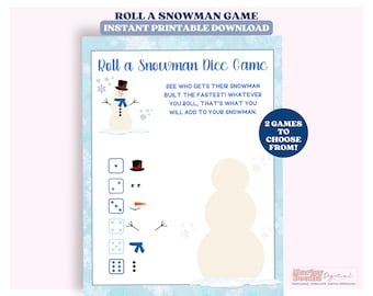 Printable Roll a Snowman Game - Etsy