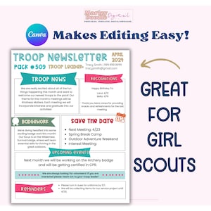 Editable Cub Scout Newsletter Template: Pack & Troop Leader (canva) - Etsy