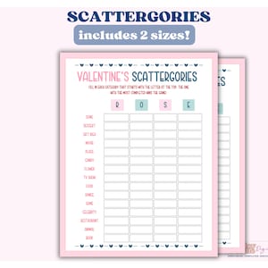 Valentine Scattergories Game, Printable Valentine Game, Classroom Game ...