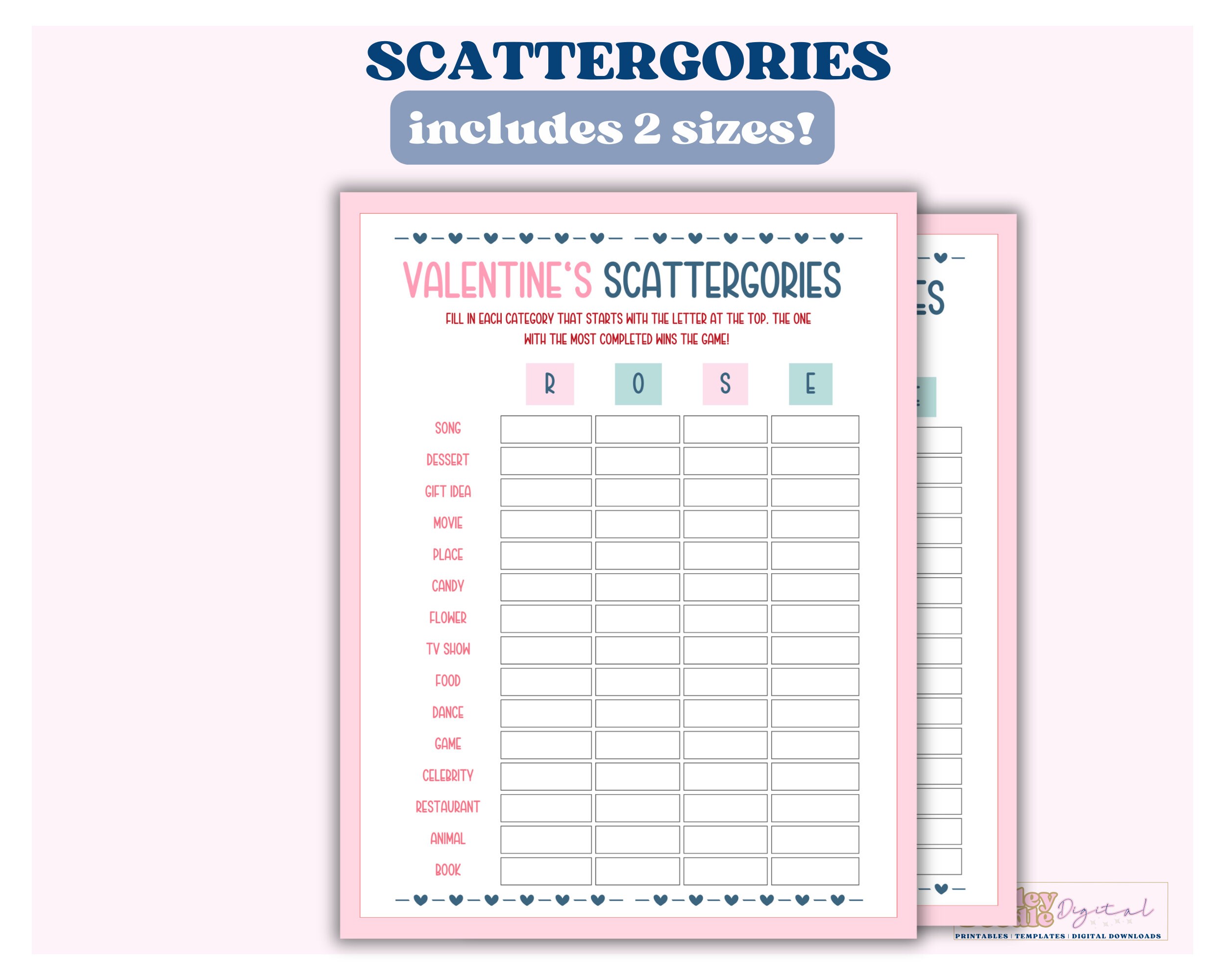 Valentine Scattergories Game, Printable Valentine Game, Classroom Game ...