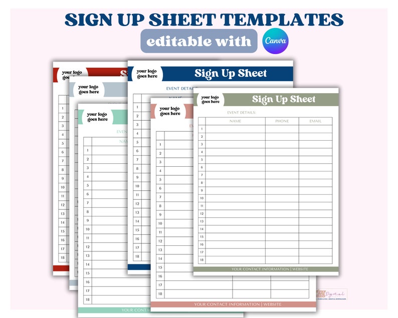 Editable Sign up Sheet Template, Sign up Sheet Printable, Small ...