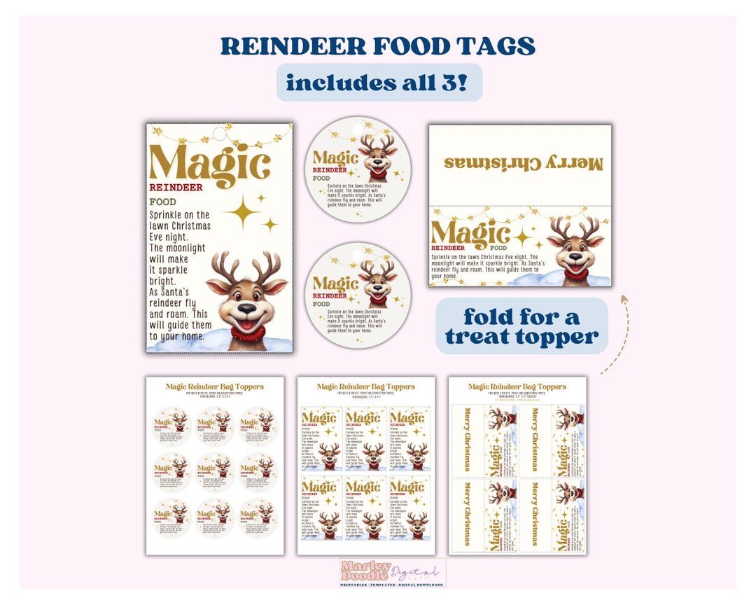 Magic Reindeer Food Tags, Reindeer Food Labels, Printable Reindeer ...
