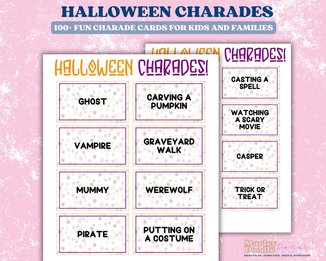 Halloween Charades Game: 100+ Fun Cards (digital Download) - Etsy