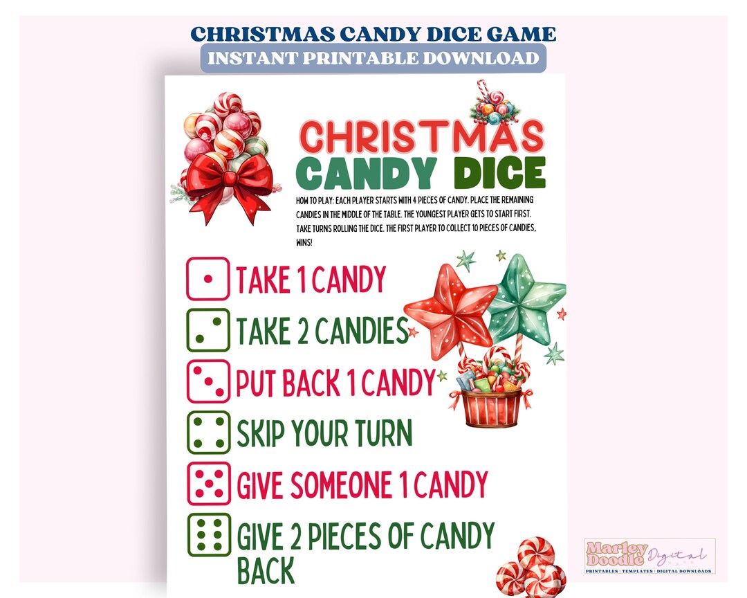 Christmas Candy Dice Game Printable - Etsy