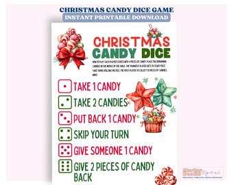 Christmas Candy Dice Game Printable Christmas Game Christmas Party Game ...