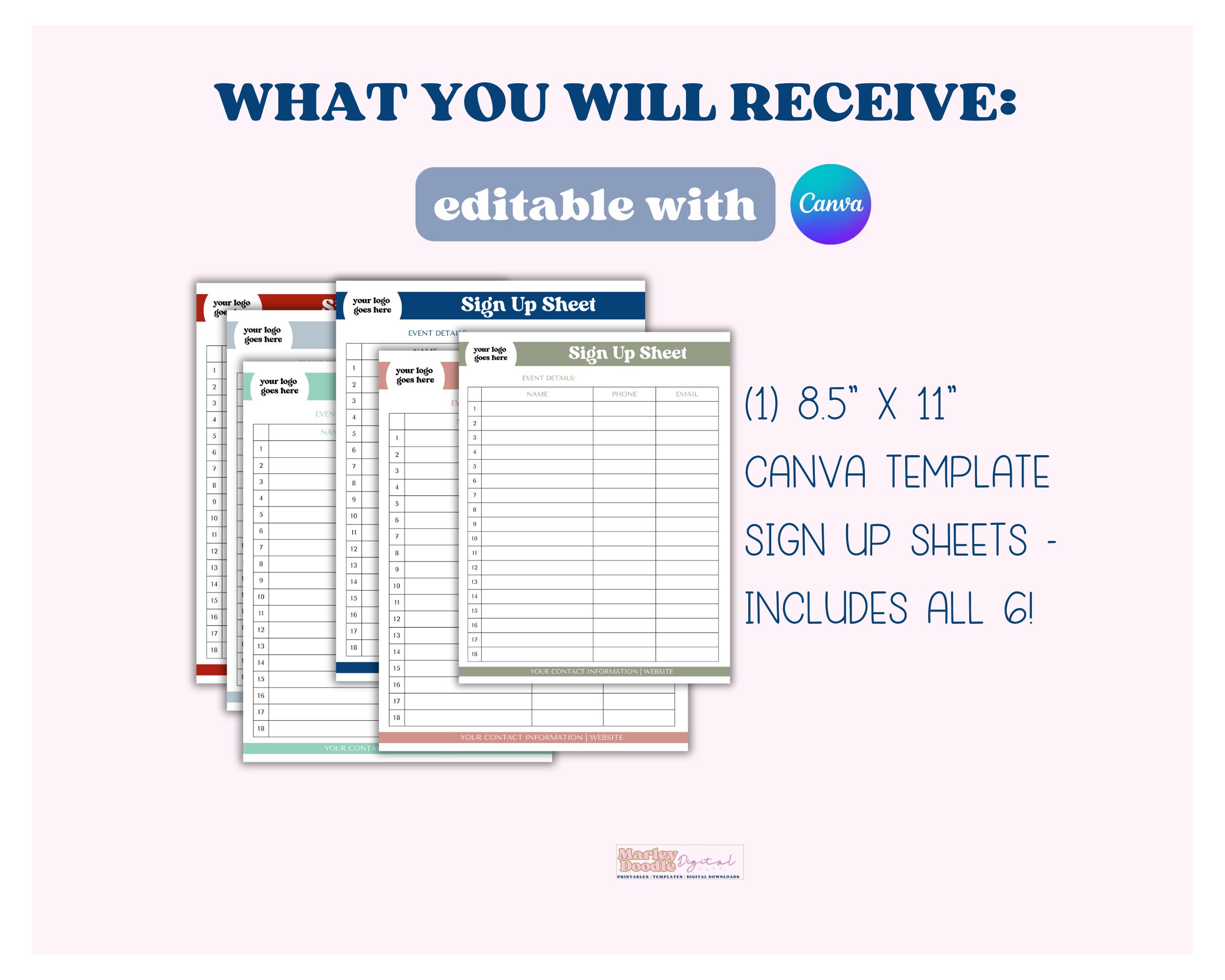 Editable Sign up Sheet Template, Sign up Sheet Printable, Small ...