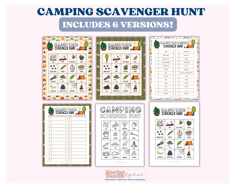 Printable Camping Scavenger Hunts for Kids, Campground Scavenger Hunt ...