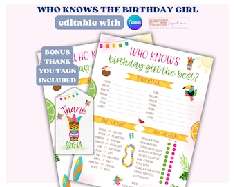 How Well Do You Know the Birthday Girl Game, Tropical Birthday Party ...