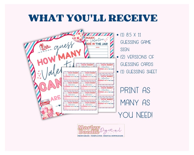 Valentines Candy Guessing Game: Classroom Party (PDF) - Etsy