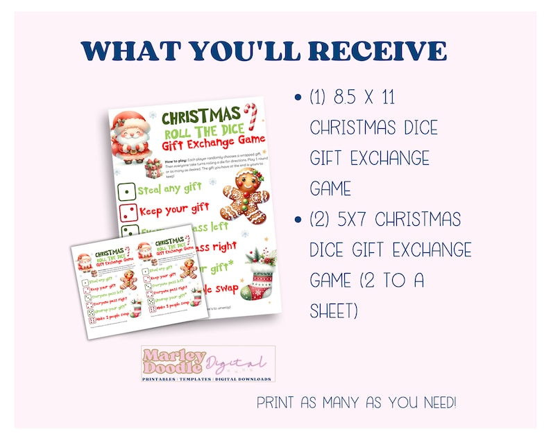 Christmas Gift Exchange Dice Game, Secret Santa, Roll the Dice Holiday ...