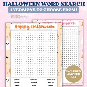 Halloween Word Search Printable for Kids - Etsy