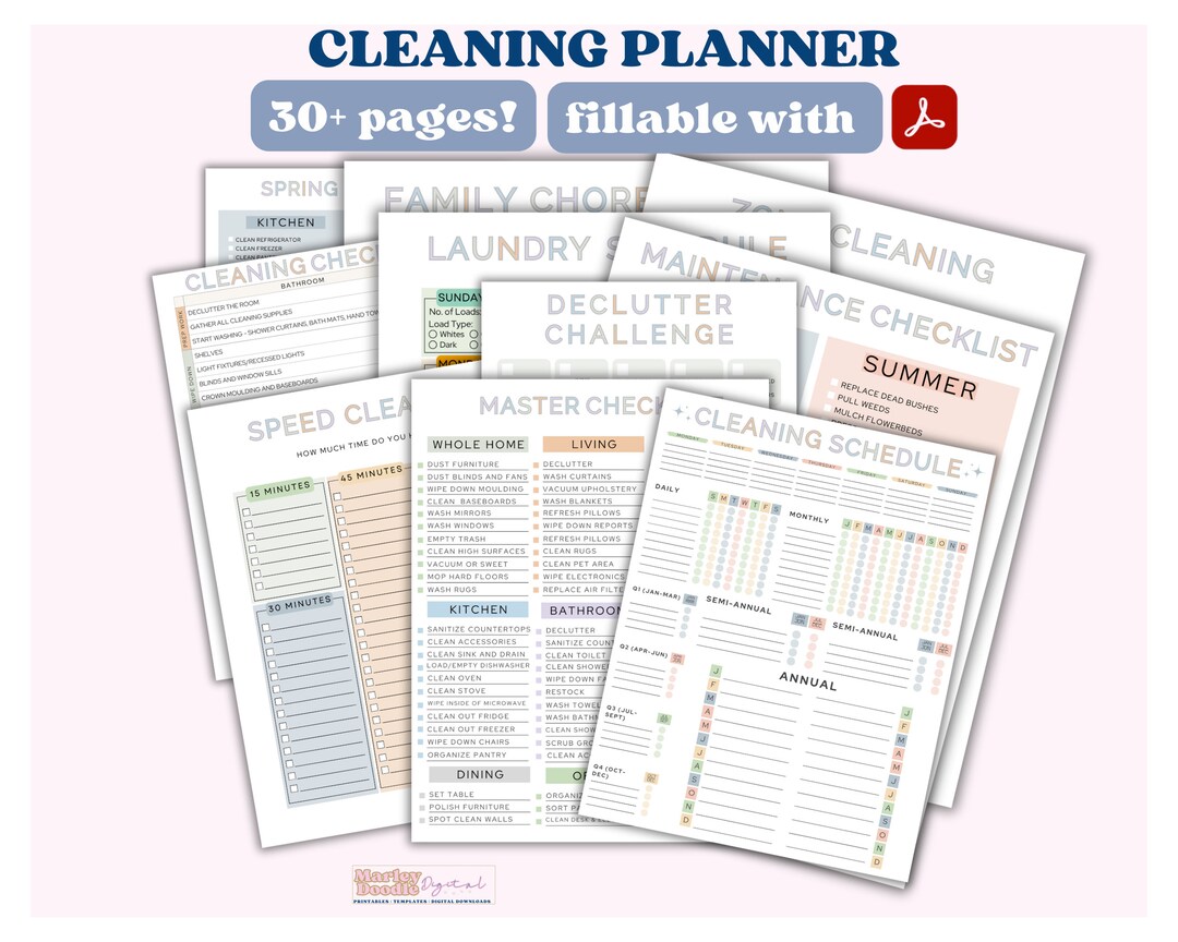 Cleaning Printable Bundle, Cleaning Planner, ADHD Cleaning Bundle ...