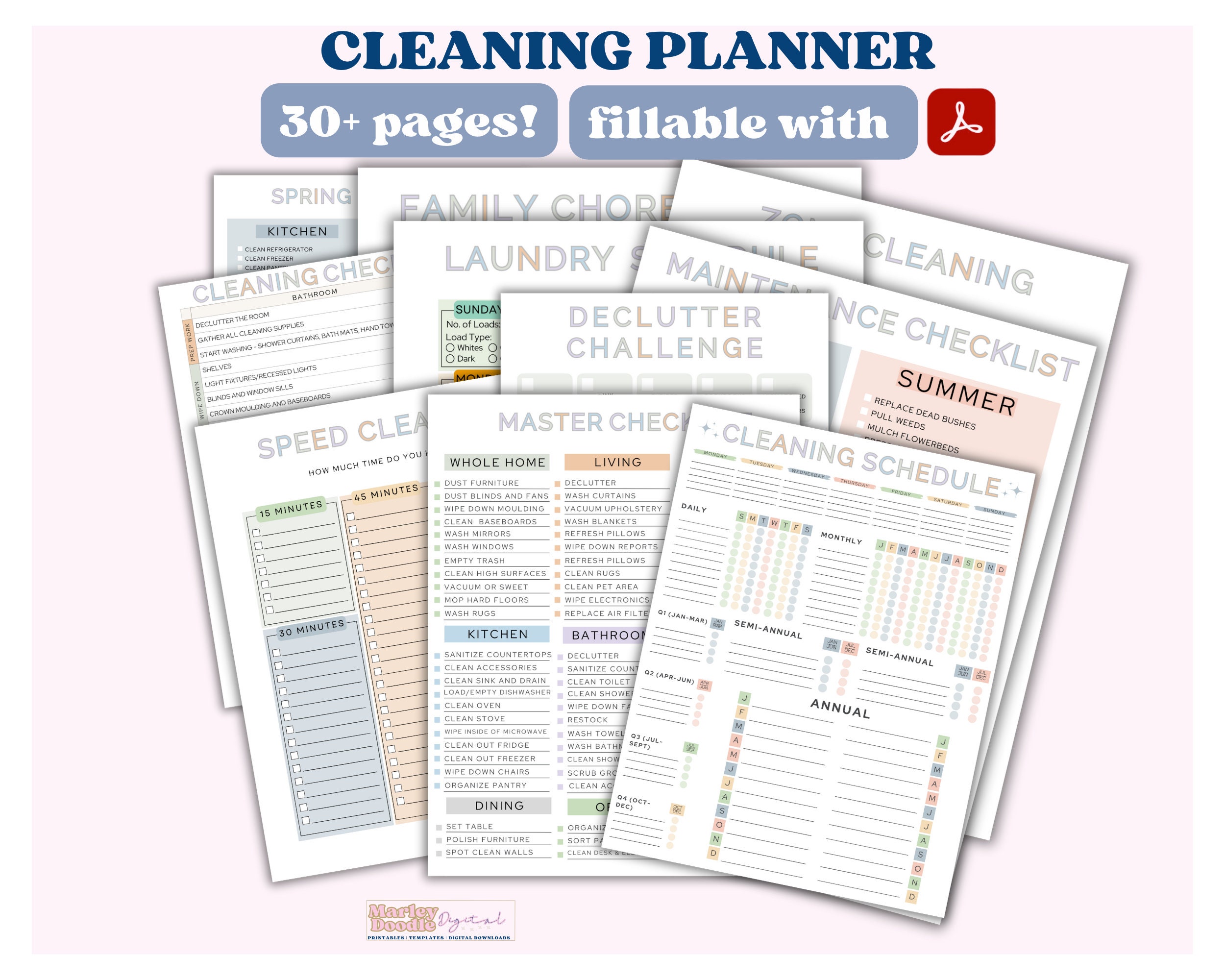 Cleaning Printable Bundle, Cleaning Planner, ADHD Cleaning Bundle ...
